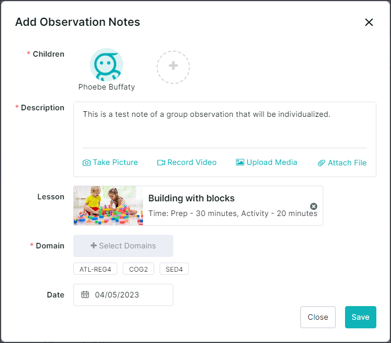 How do I individualize a group observation note? – Learning Genie