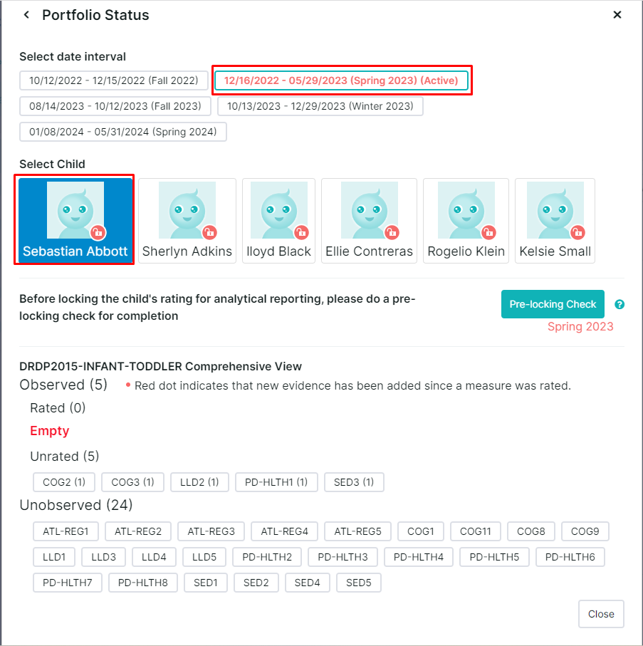 How to Review Measures per child (Observed, Unobserved, Rated, Unrated ...
