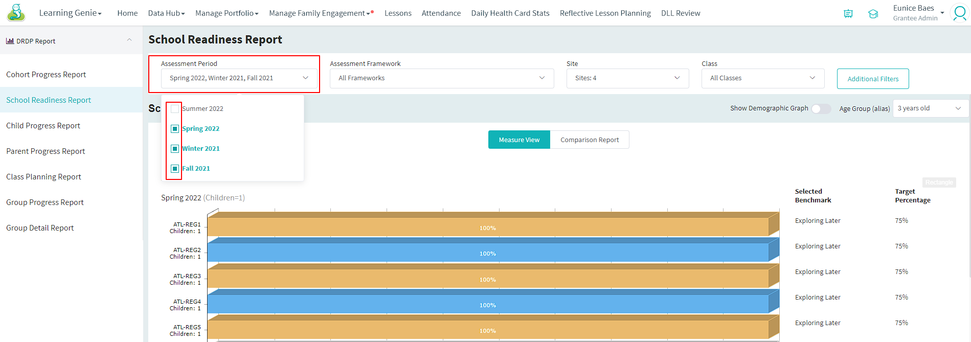 School Readiness Report - Goal Setup – Learning Genie